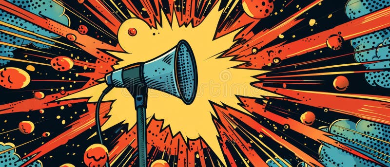 Comic Book Scene, Lightning Bolts, Exclamation Marks, Explosive Bubbles ...