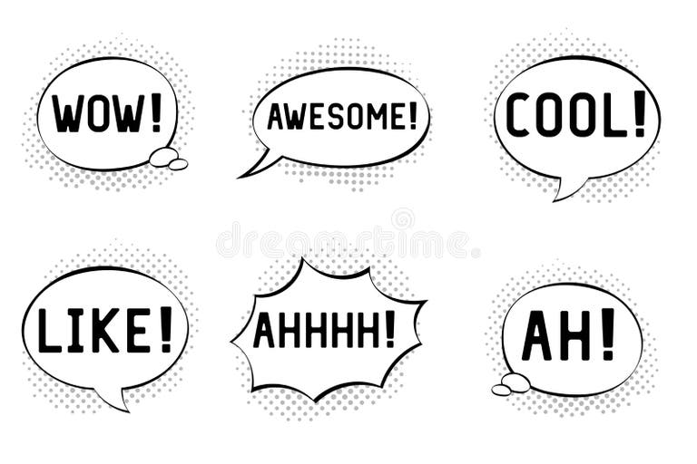 Comic Book Shout Outs. in Speech Bubbles Stock Vector - Illustration of ...