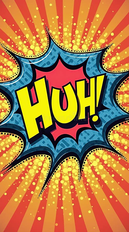 Comic Book Speech Bubble with Bold Yellow Huh Letters Stock ...