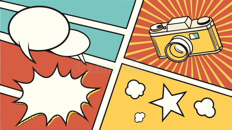 Comic Book Speech Bubble and Camera, Pop Art Style Vector Design ...