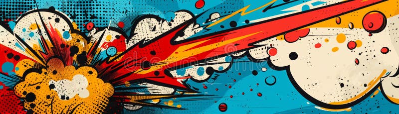 Comic Book Spread with Lightning Bolts, Exclamation Marks, Explosion ...