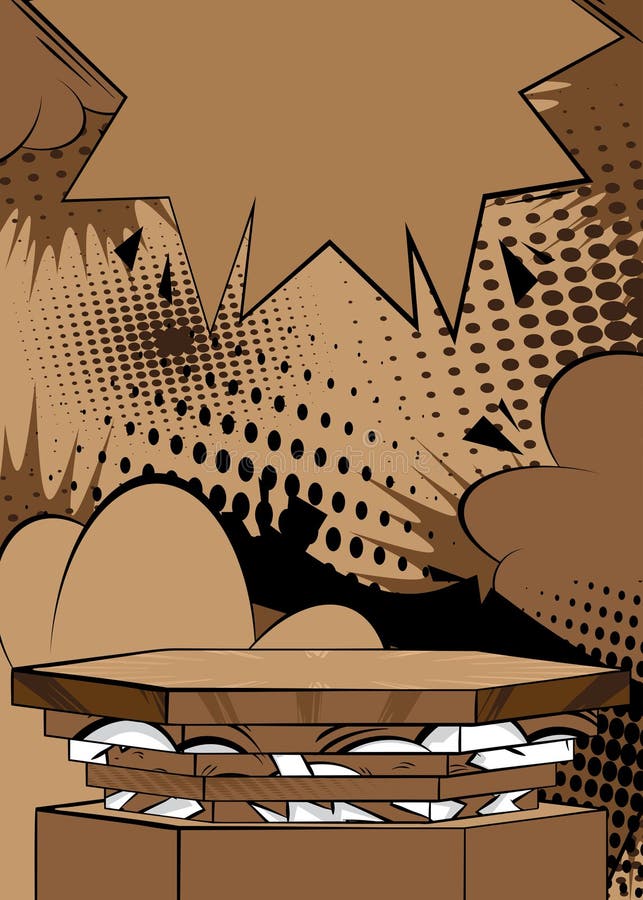 Comic Book Stage. Brown Hexagonal Showcase Stock Vector - Illustration ...