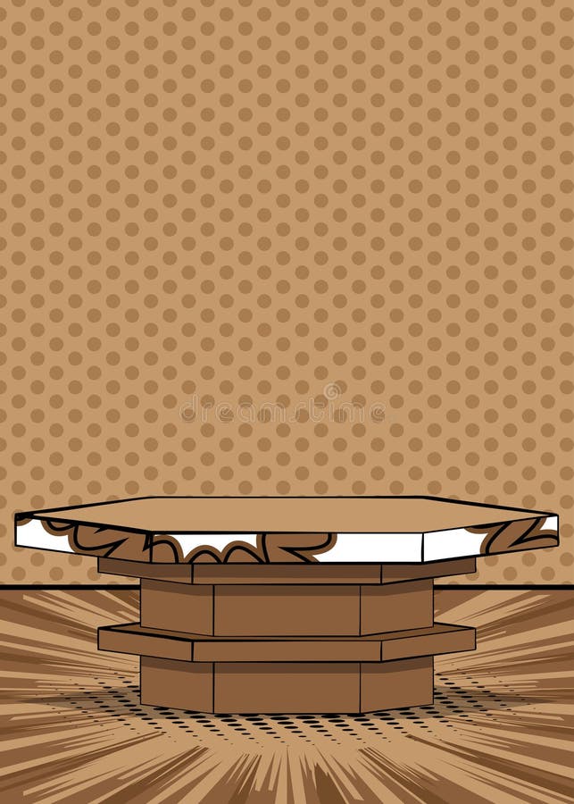 Comic Book Stage. Brown Hexagonal Showcase Stock Vector - Illustration ...