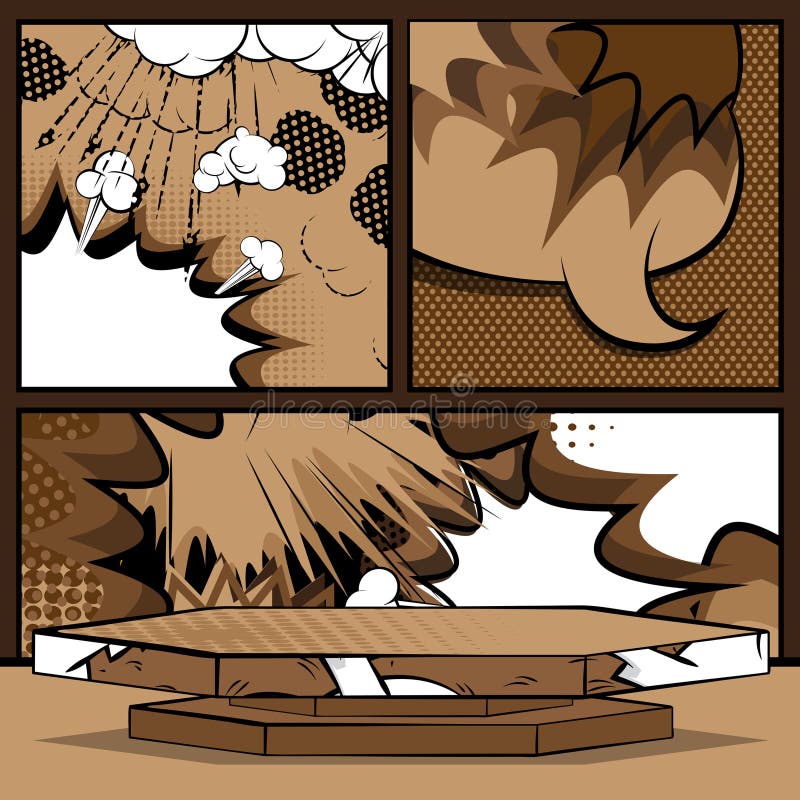 Comic Book Stage. Brown Hexagonal Showcase Stock Vector - Illustration ...