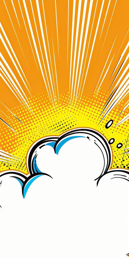 Comic Book Style Background with Cloud and Burst of Light. Vibrant ...