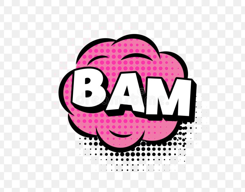 Comic Book Style BAM Text with Pink Explosion Cloud, Retro Halftone ...