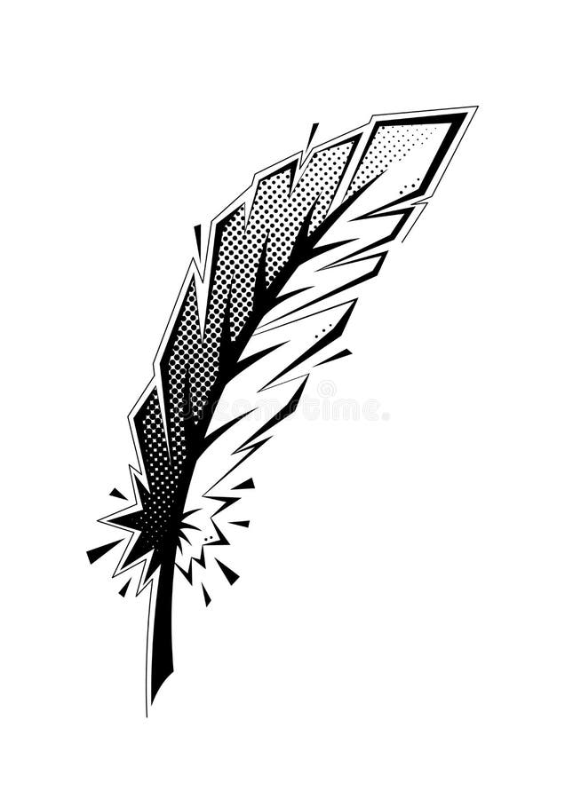 Comic Book Style Bird Feather with Halftone Texture. Vector ...