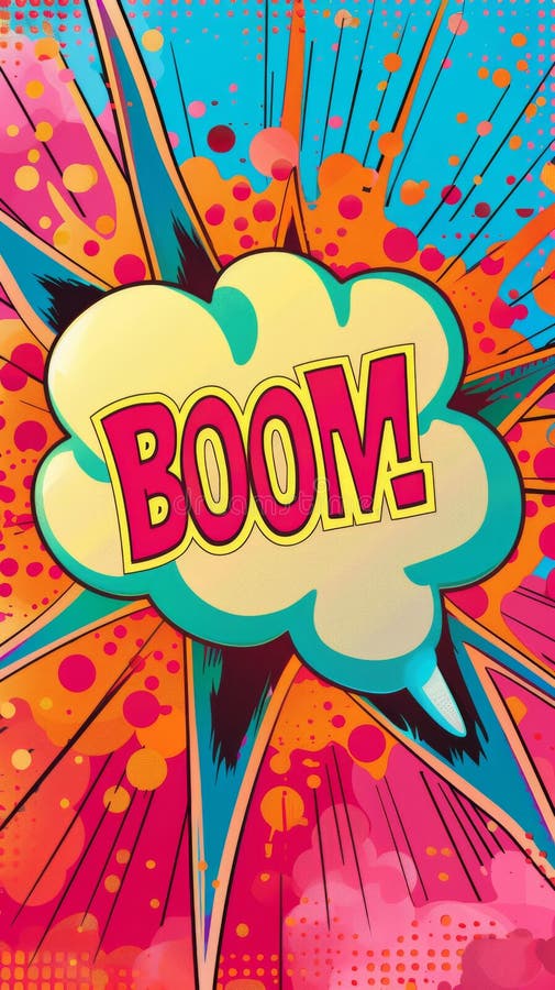 Comic Book Style Boom Explosion with Colorful Background, Pop Art ...