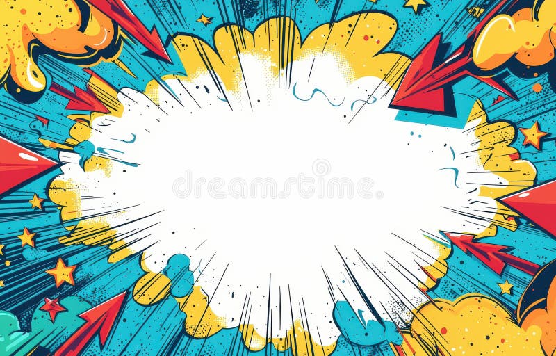 Comic Book Style Border with Bright Colors and Dynamic Action Lines ...