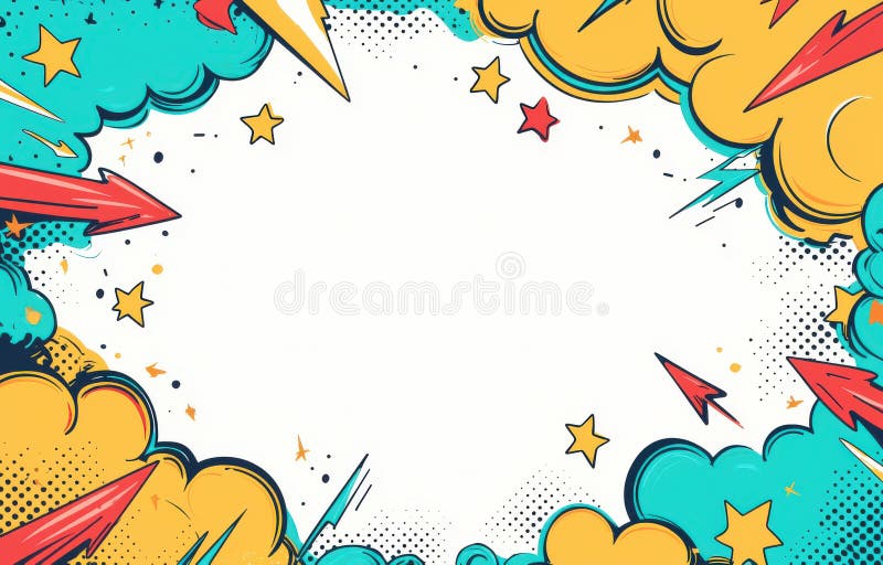 Comic Book Style Border with Bright Colors and Dynamic Action Lines ...