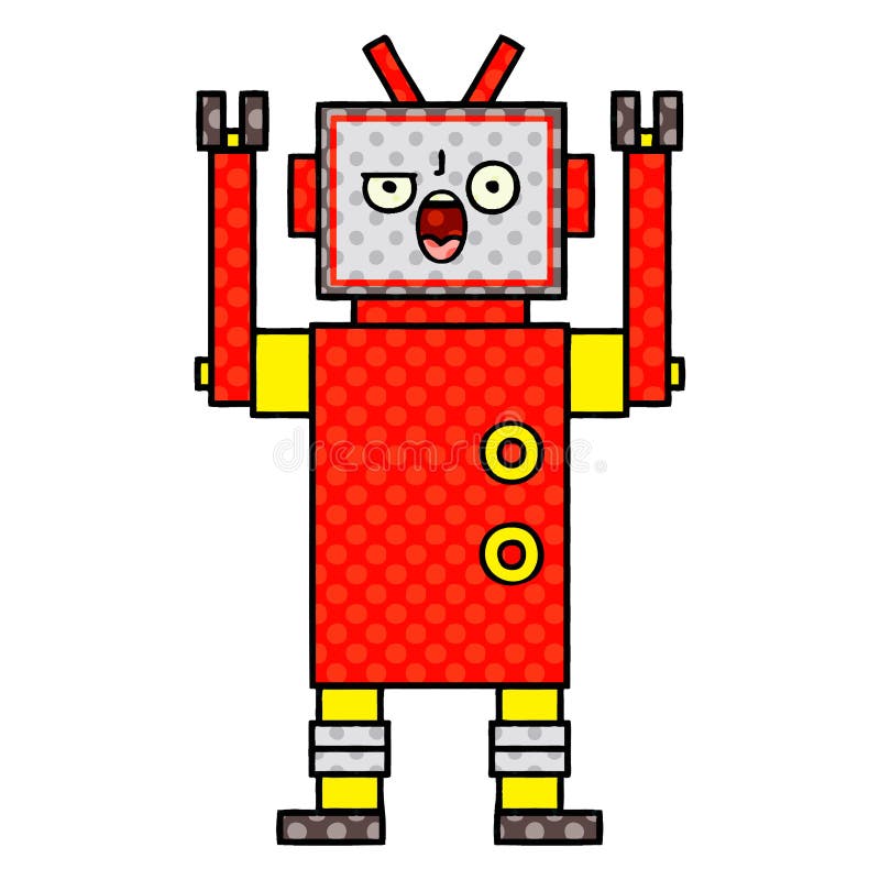 Comic Book Style Cartoon Angry Robot Stock Vector - Illustration of ...