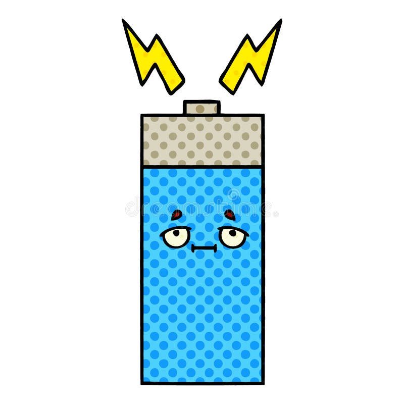 Comic Book Style Cartoon of a Battery Stock Vector - Illustration of ...