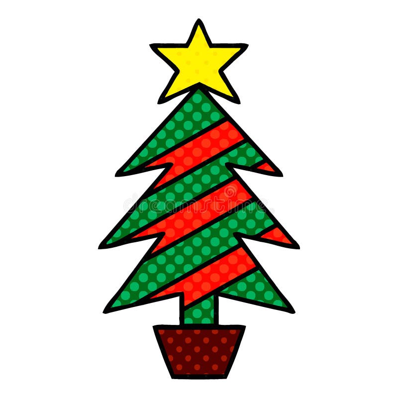 Comic Book Style Cartoon Christmas Tree Stock Vector - Illustration of ...