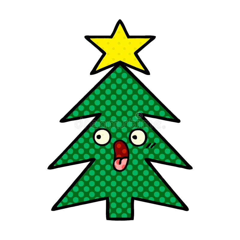 Comic Book Style Cartoon Christmas Tree Stock Vector - Illustration of ...