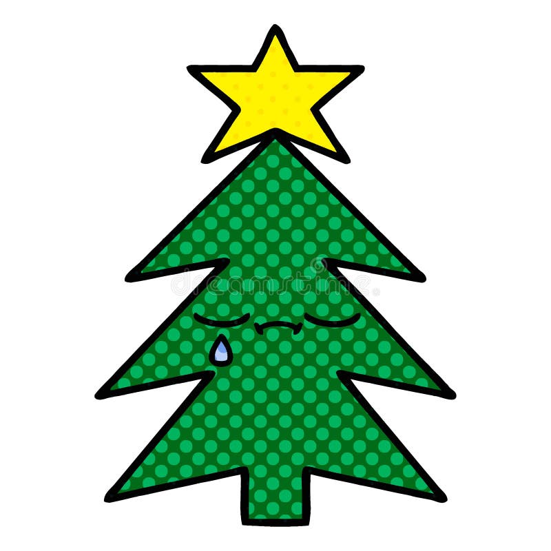 Comic Book Style Cartoon Christmas Tree Stock Vector - Illustration of ...