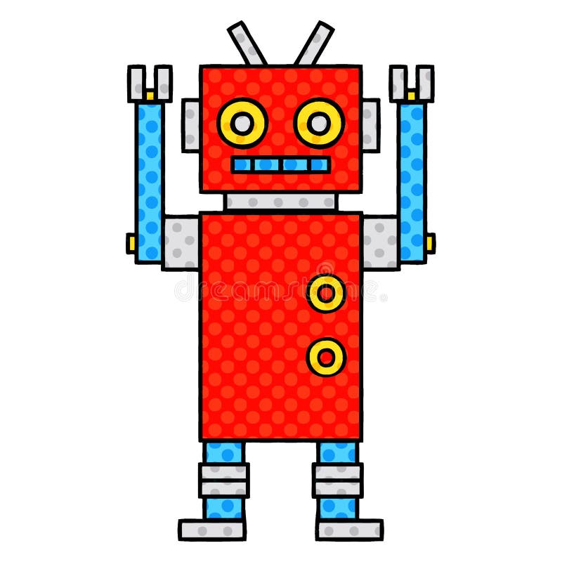 Comic Book Style Cartoon Dancing Robot Stock Vector - Illustration of ...