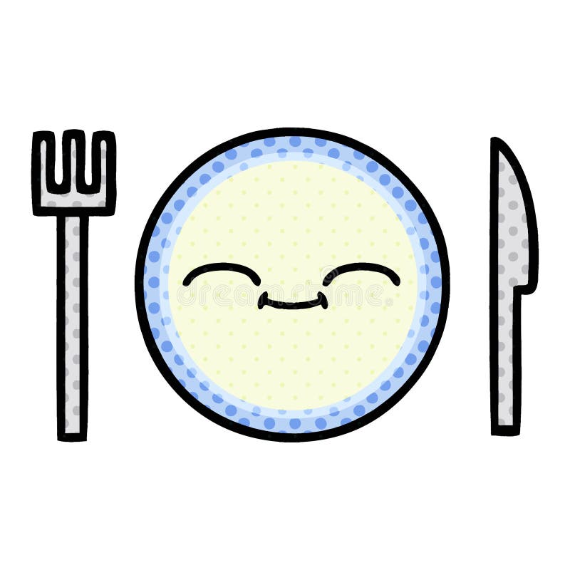 Comic Book Style Cartoon Dinner Plate Stock Vector - Illustration of ...