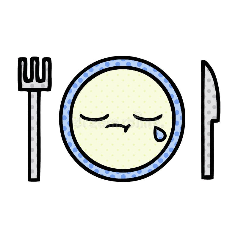 Comic Book Style Cartoon Dinner Plate Stock Vector - Illustration of ...