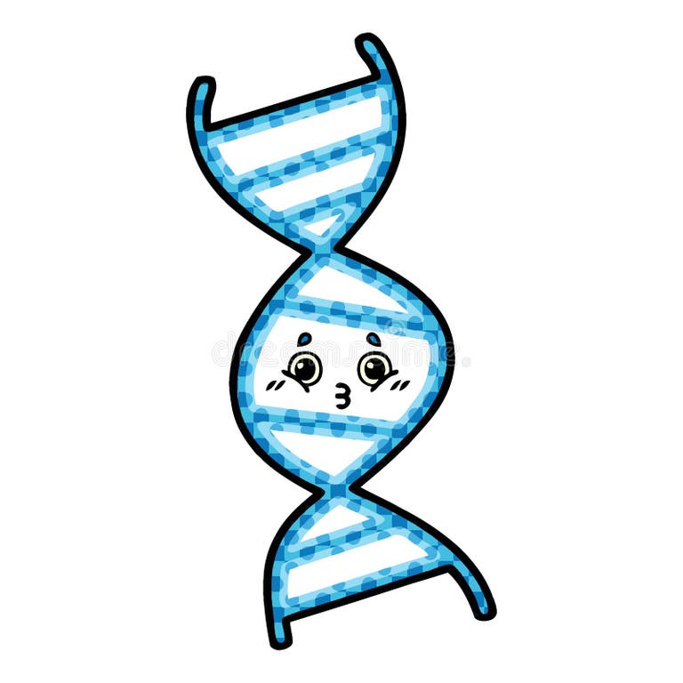 Cartoon Dna Strand Biology Science Chemistry Life Experiment Cute ...
