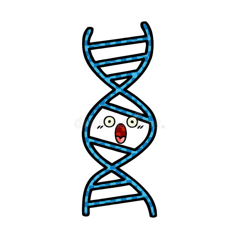 Cartoon Dna Strand Biology Science Chemistry Life Experiment Cute ...