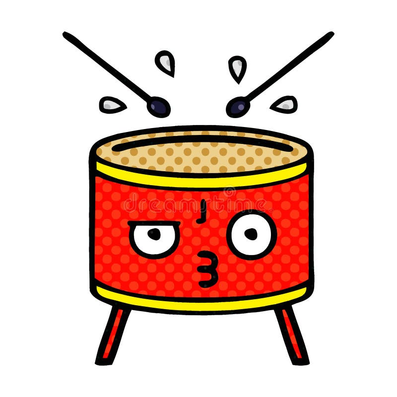 Cartoon Drum Instrument Music Cute Illustration Retro Freehand Free ...