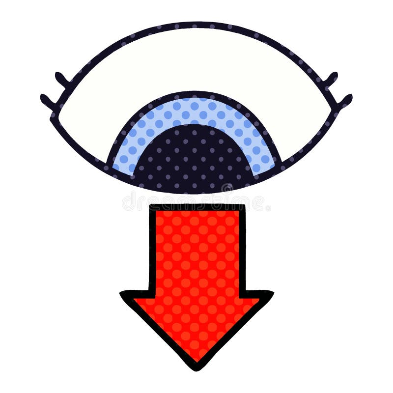 Comic Book Style Cartoon Eye Pointing Down Stock Vector - Illustration ...