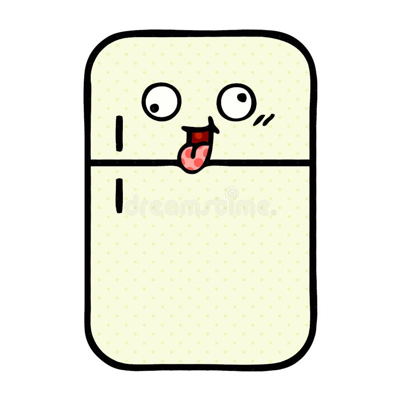 Comic Book Style Cartoon Fridge Freezer Stock Vector - Illustration of ...