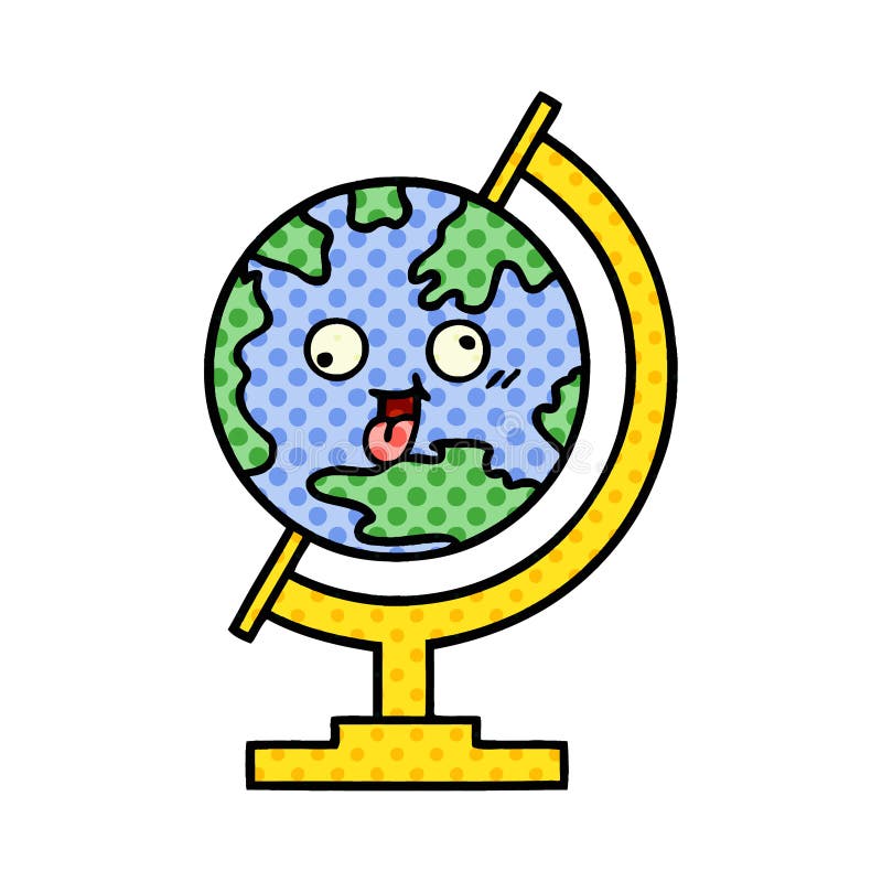 Comic Book Style Cartoon Globe of the World Stock Vector - Illustration ...