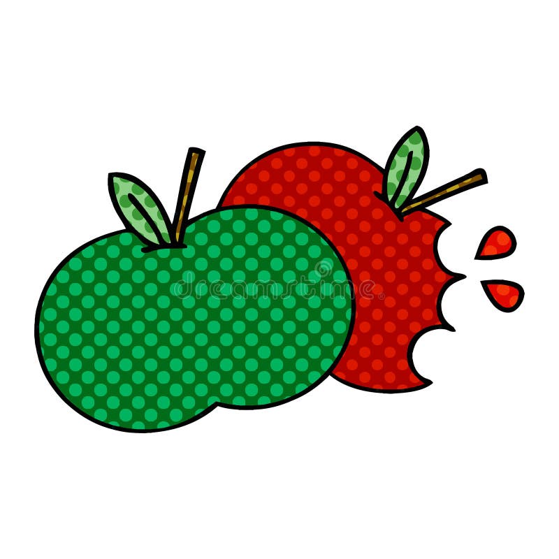 Comic Book Style Cartoon Juicy Apple Stock Vector - Illustration of ...