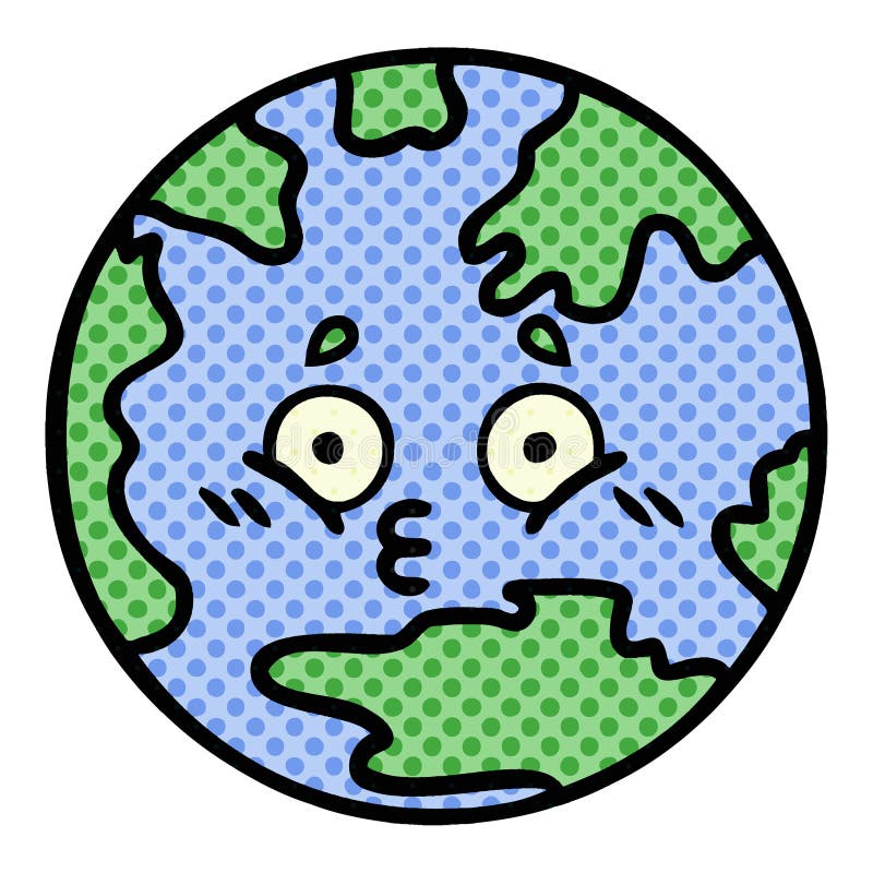 Comic Book Style Cartoon Planet Earth Stock Vector - Illustration of ...