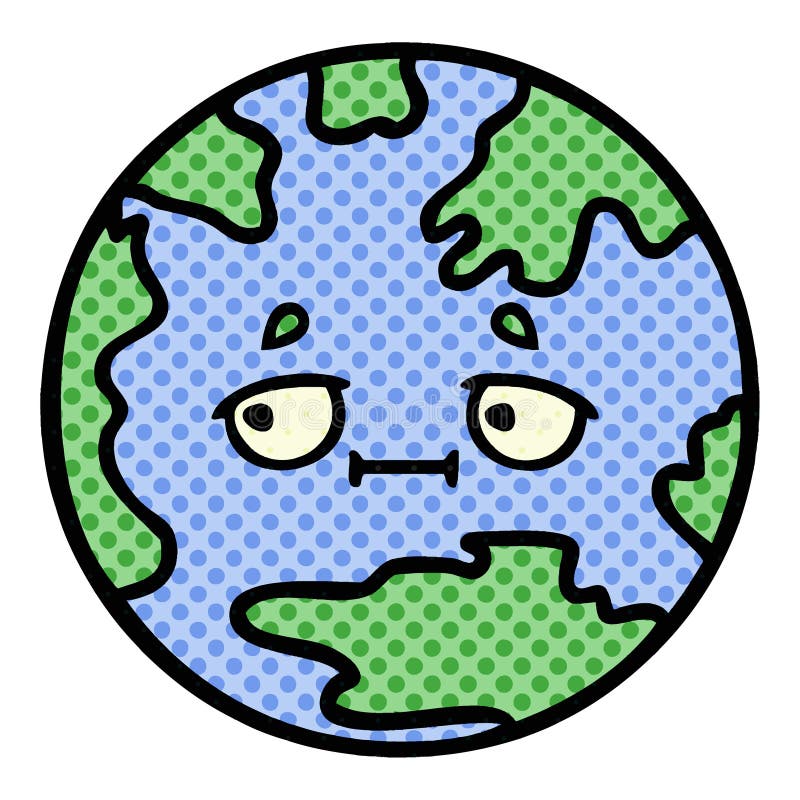 Comic Book Style Cartoon of a Planet Earth Stock Vector - Illustration ...