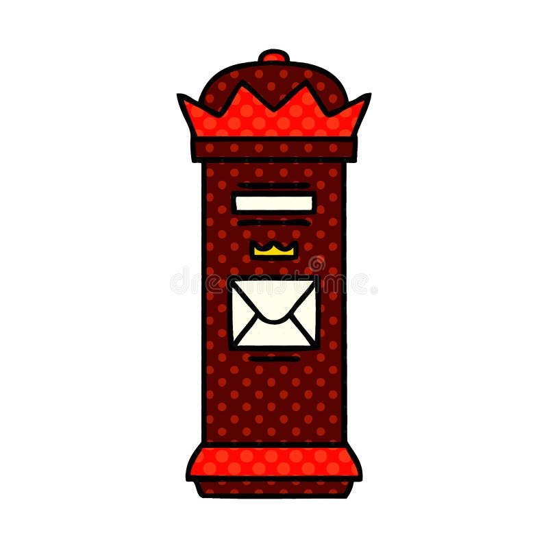 Cartoon Mail Box Post Letters Correspondence Cute Illustration Retro ...