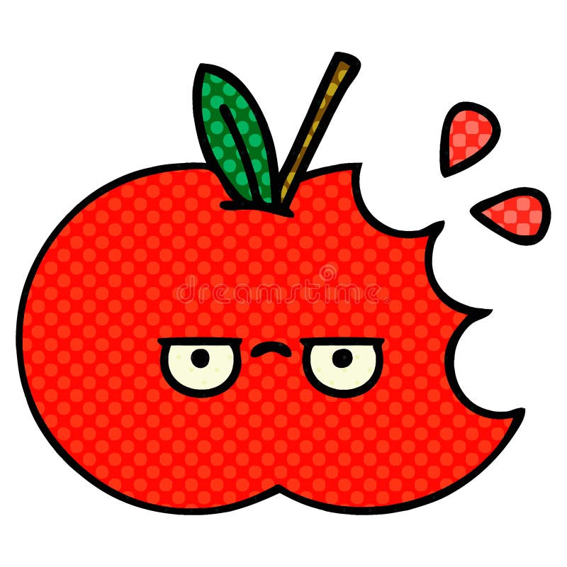 Comic Book Style Cartoon Red Apple Stock Vector - Illustration of apple ...