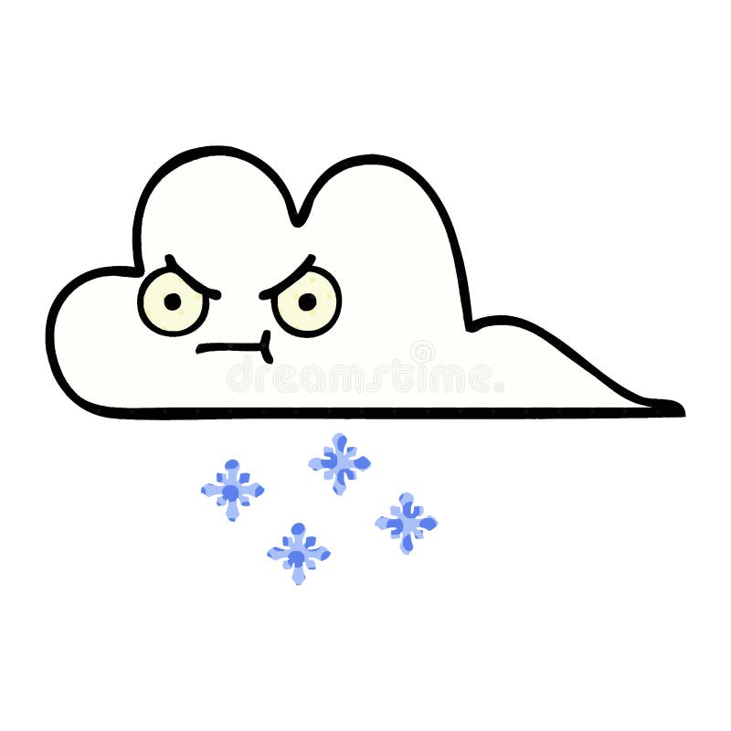 Comic Book Style Cartoon of a Snow Cloud Stock Vector - Illustration of ...
