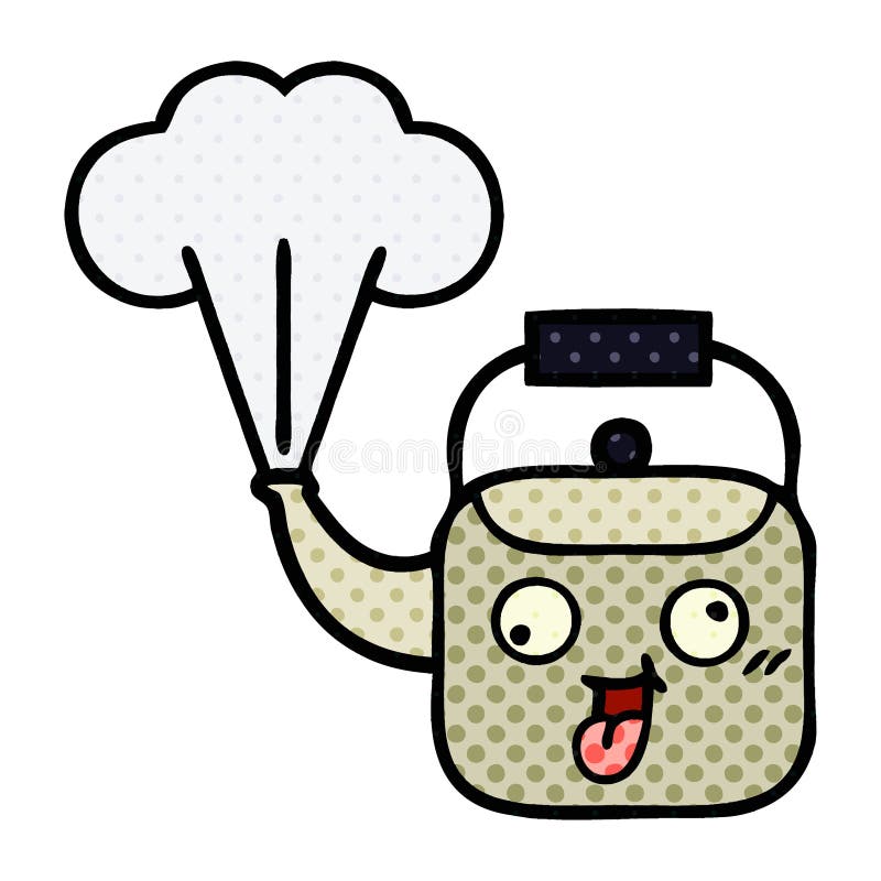 Comic Book Style Cartoon Steaming Kettle Stock Vector - Illustration of ...