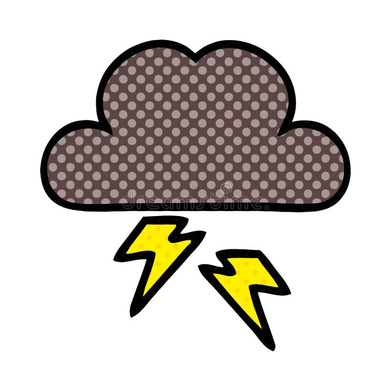 Comic Book Style Cartoon of a Storm Cloud Stock Vector - Illustration ...