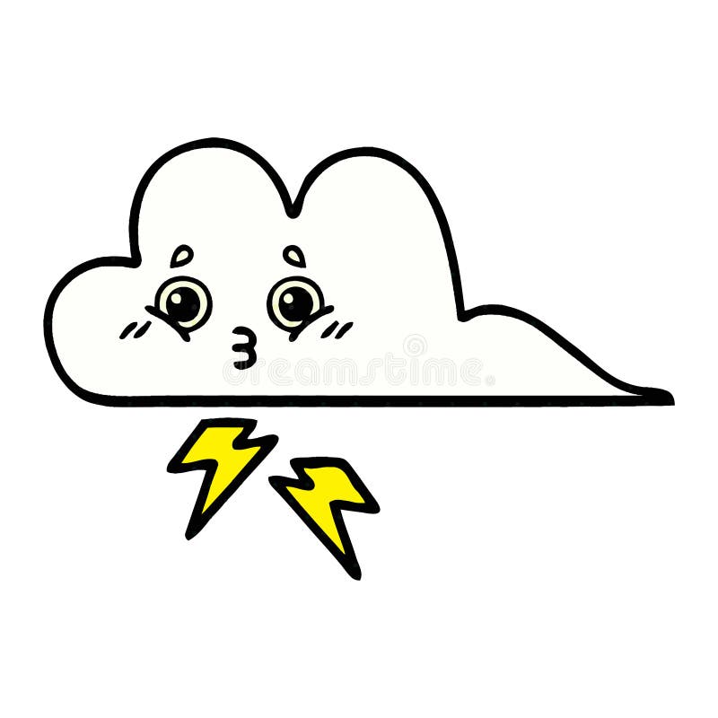 Comic Book Style Cartoon of a Storm Cloud Stock Vector - Illustration ...