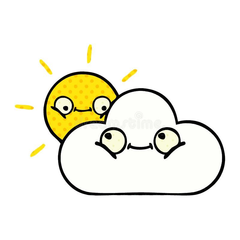 Comic Book Style Cartoon Sunshine and Cloud Stock Vector - Illustration ...