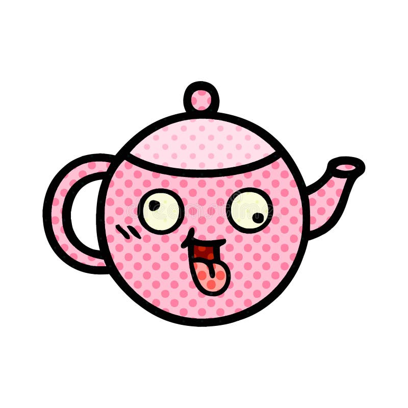 Cartoon Teapot Tea Pot Drink Face Object Cute Illustration Retro ...