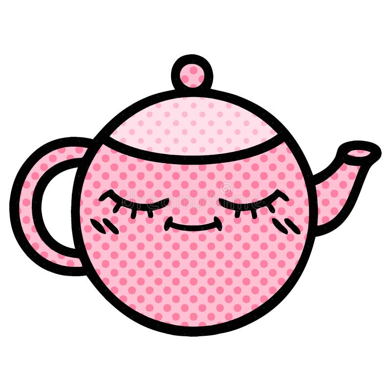 Cartoon Teapot Tea Pot Drink Face Object Cute Illustration Retro ...