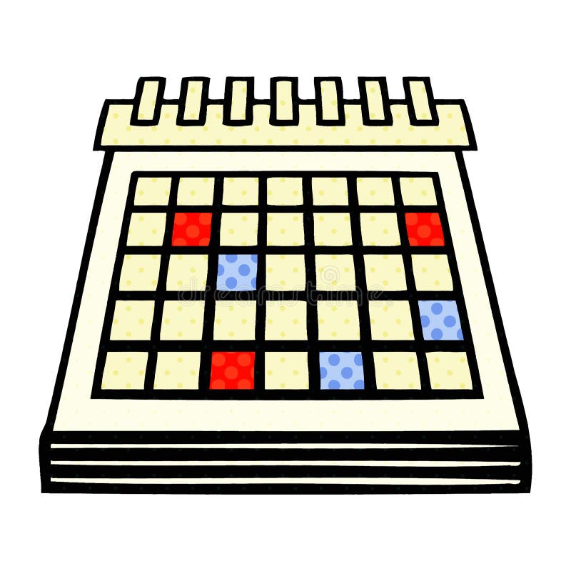Cartoon Work Calendar Dates Study Cute Illustration Retro Freehand Free ...