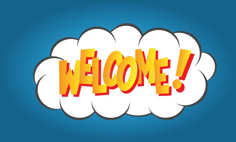Comic Book Style Cloud with Text Welcome Stock Vector - Illustration of ...