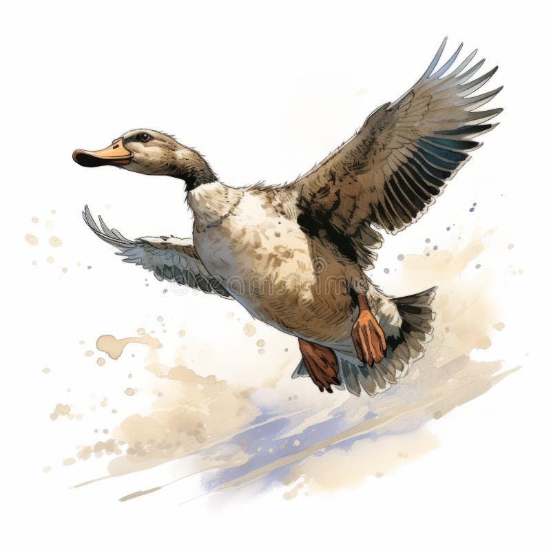 Comic Book Style Duck in Flight Image by Travis Charest Stock ...