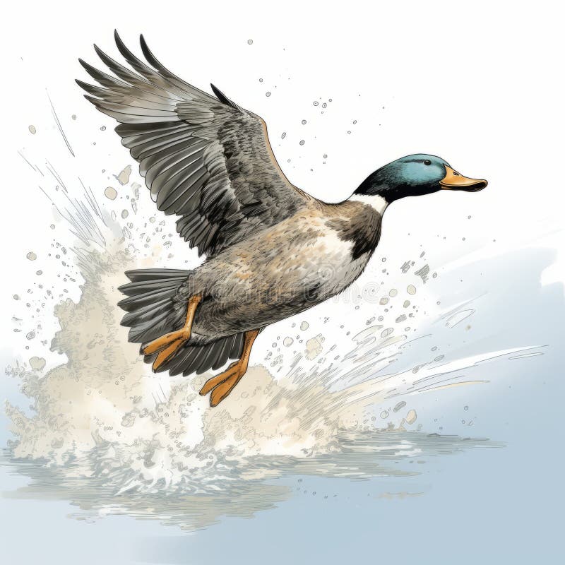 Comic Book Style Duck in Flight Image by Travis Charest Stock ...