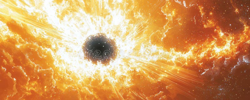 Comic Book-style Explosion with Bright Fiery Impact and Clouds Stock ...