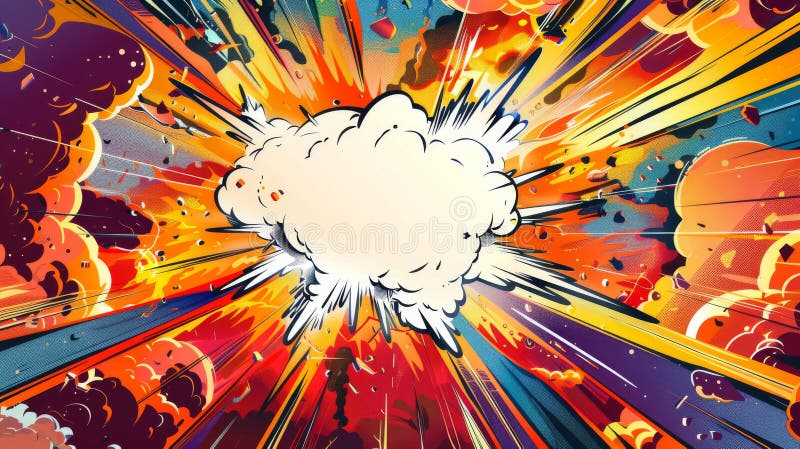 Comic Book Style Explosion with Vibrant Colors and Dynamic Lines Stock ...