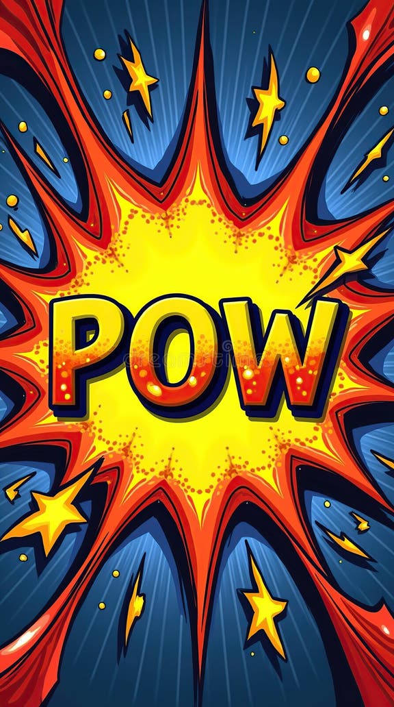 Comic Book Style Explosion with Vibrant Pow Text Impact Stock ...