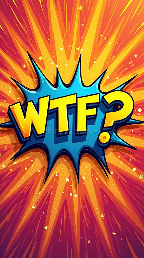 Comic Book Style Explosion with WTF Expression in Bright Colors Stock ...