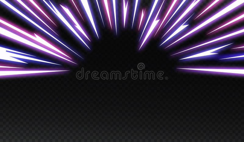 Comic Book Style Flash Explosion. Lines Arranged in an Arch on Black ...