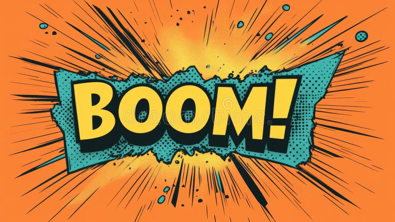 A Comic Book Style Illustration Featuring a Boom Explosion Set Against ...